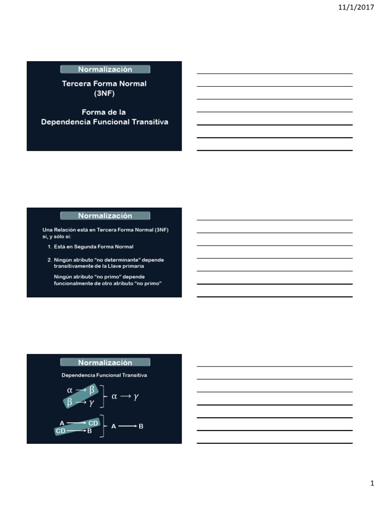Tercera Forma Normal en Bases de Datos | PDF | Modelo de datos ...