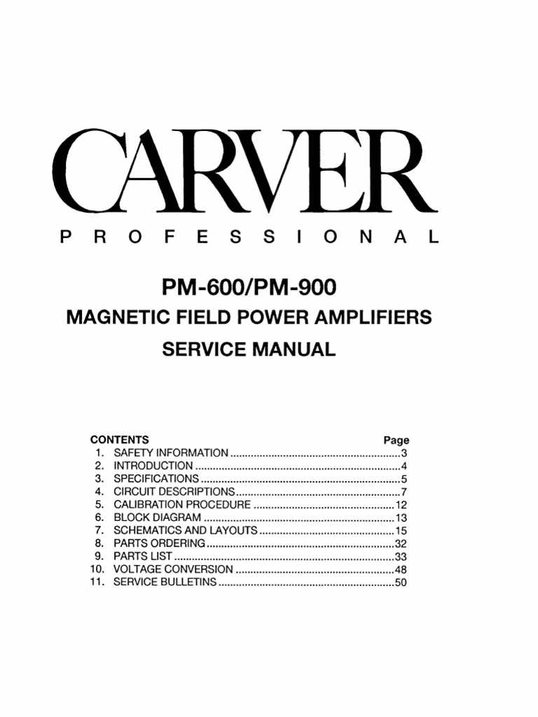 Carver Pm-900 Power-Amplifier 1991 SM | PDF