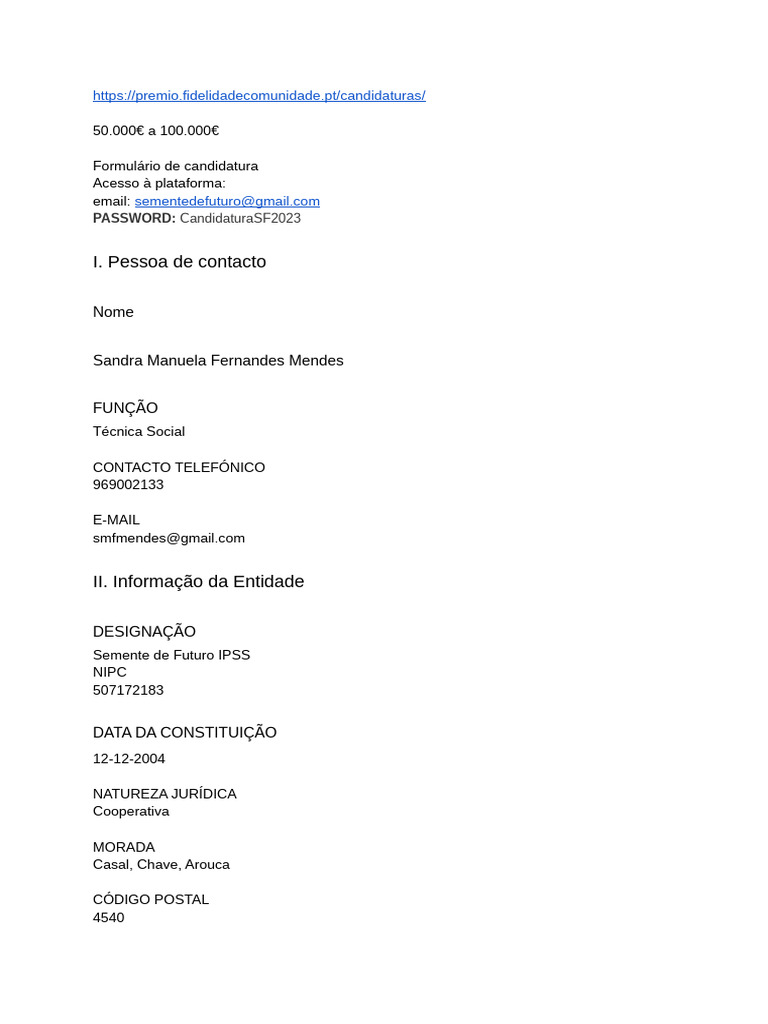 Formulário de Candidatura Sandra 4f de Tarde | PDF | Envelhecimento | Depressão