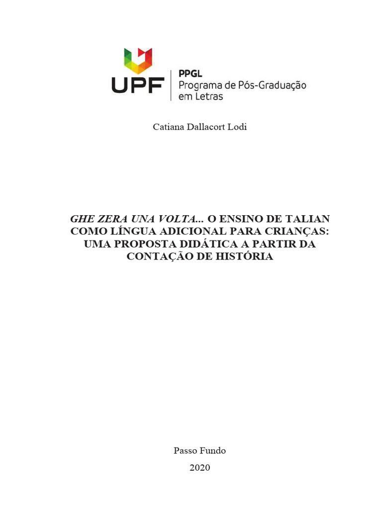 Talian para Crianças 2020CatianaDallacortLodi | PDF | Aprendizado ...