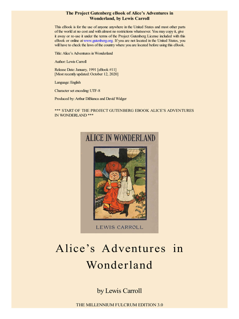 Alices Adventures in Wonderland by Lewis Carroll | PDF | Alice (Alice's ...