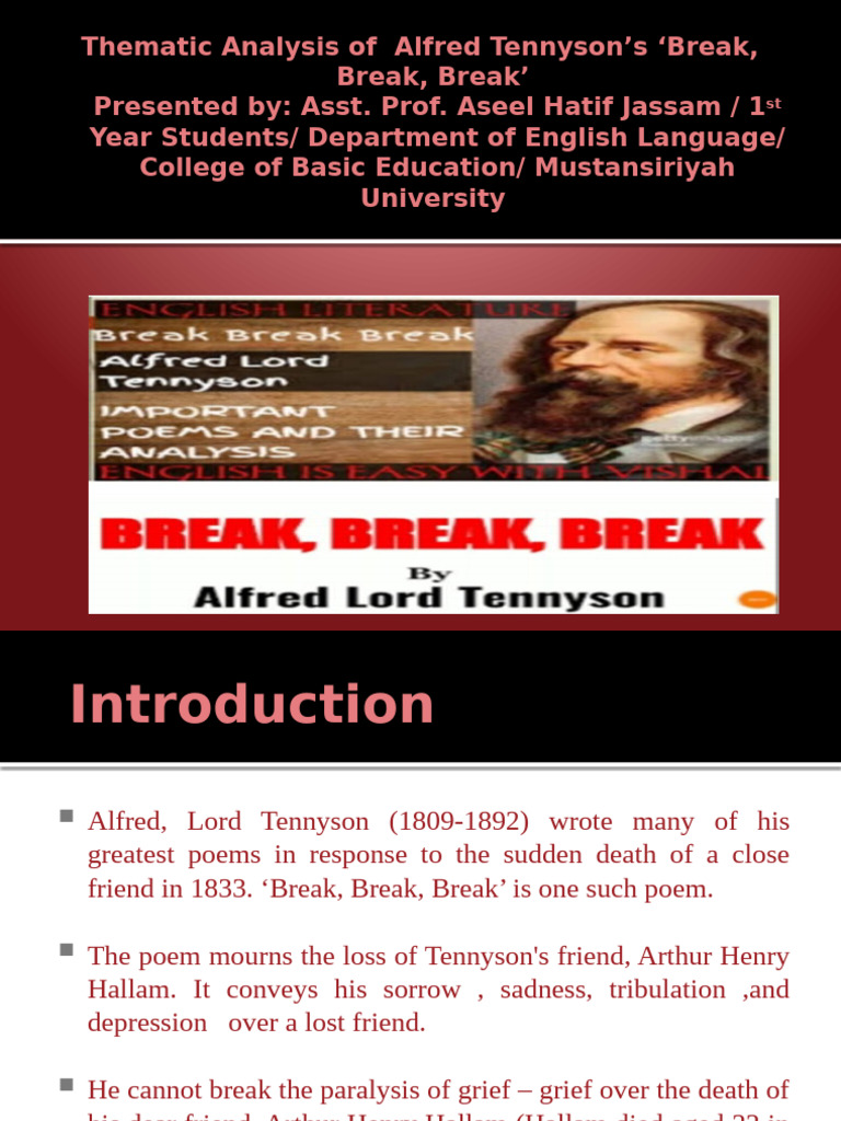 Thematic Analysis of "Break, Break, Break" | PDF | Grief | Psychology
