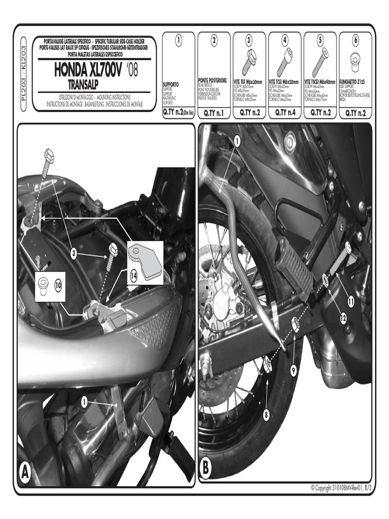 Honda XL700V Transalp Mounting Guide | PDF