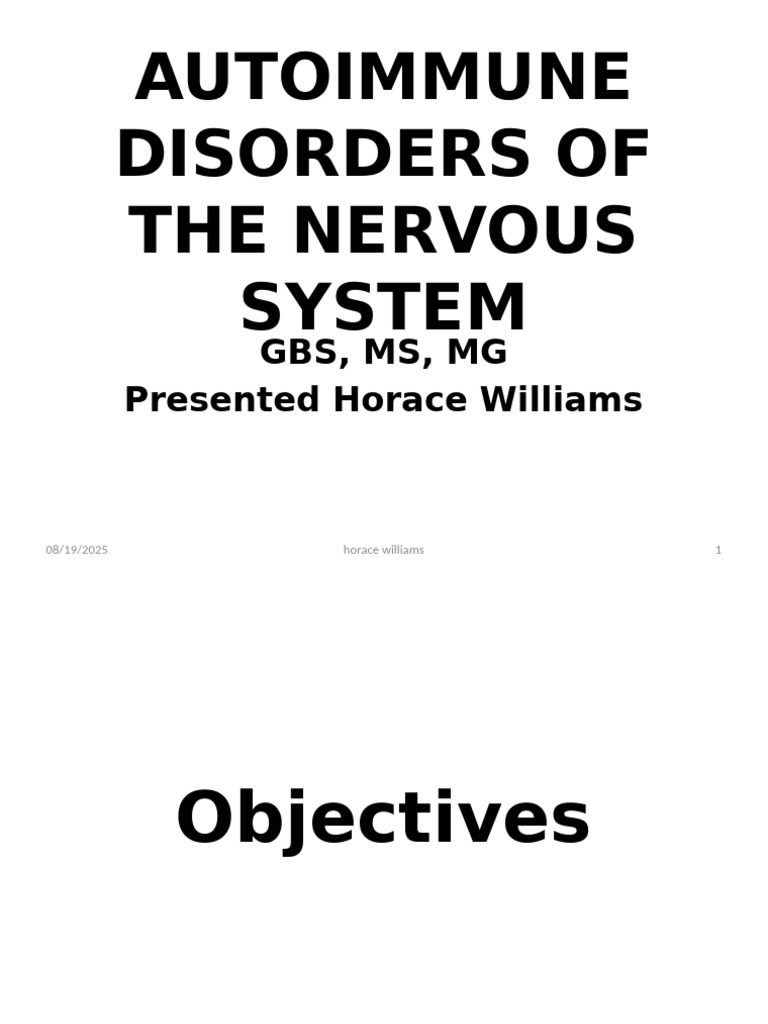 Autoimmune Nervous System Disorders | PDF | Multiple Sclerosis | Weakness