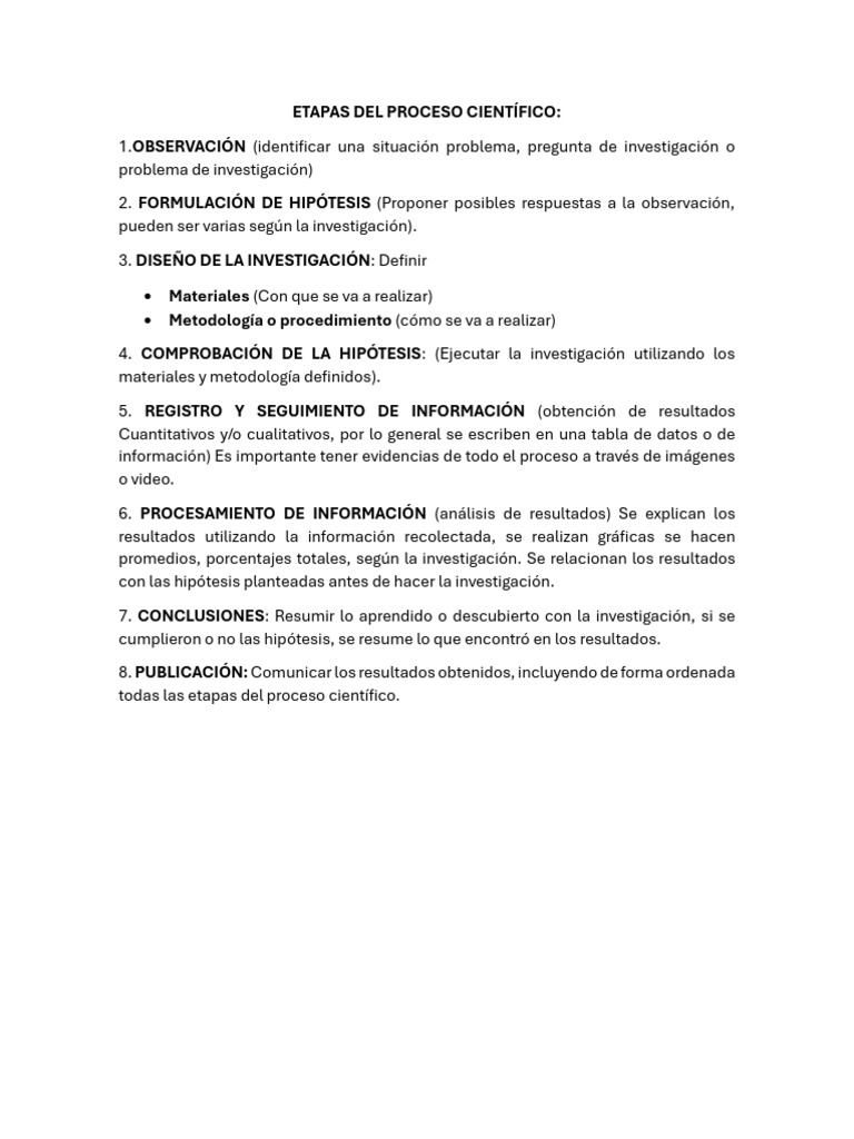 Etapas Del Proceso Científico (Instructivo) | PDF