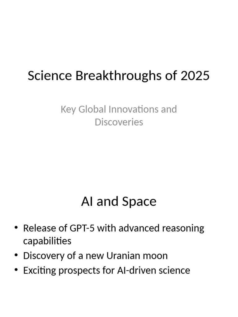 Science Breakthroughs 2025 | PDF