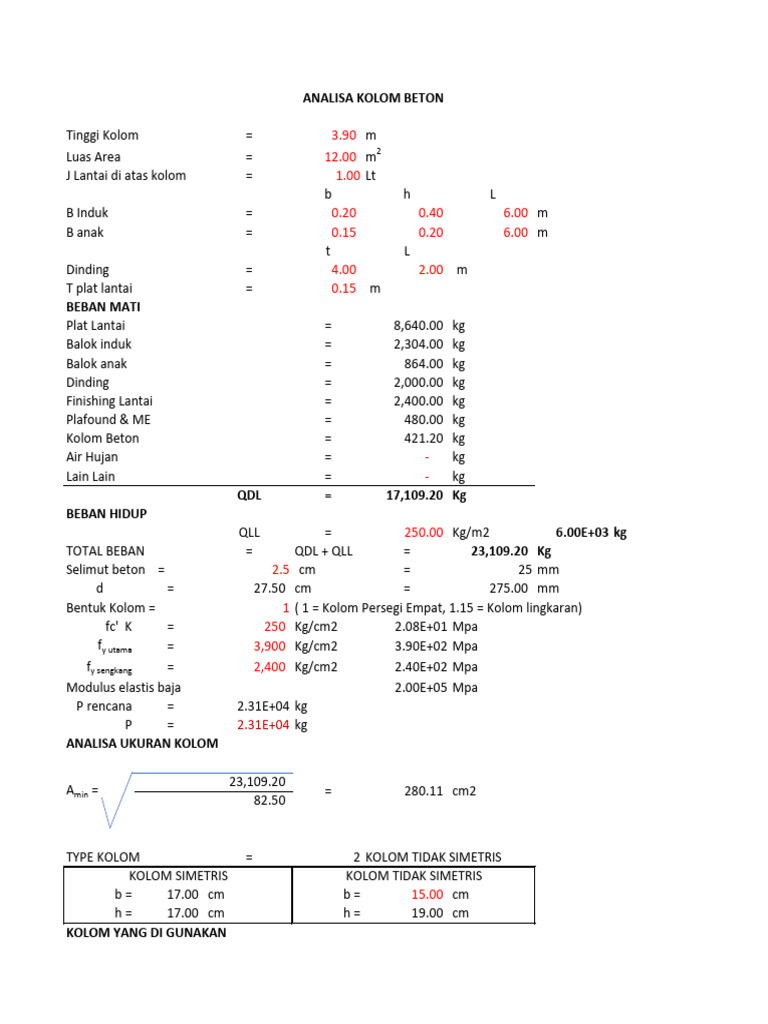 Analisis Ukuran Kolom Beton 15x30 cm | PDF | Pressure