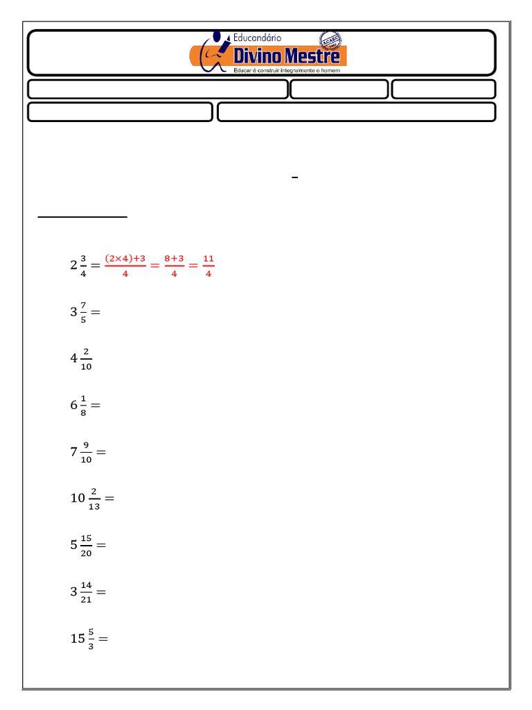 Revisão de Operações com Frações | PDF | Matemática elementar | Objetos ...