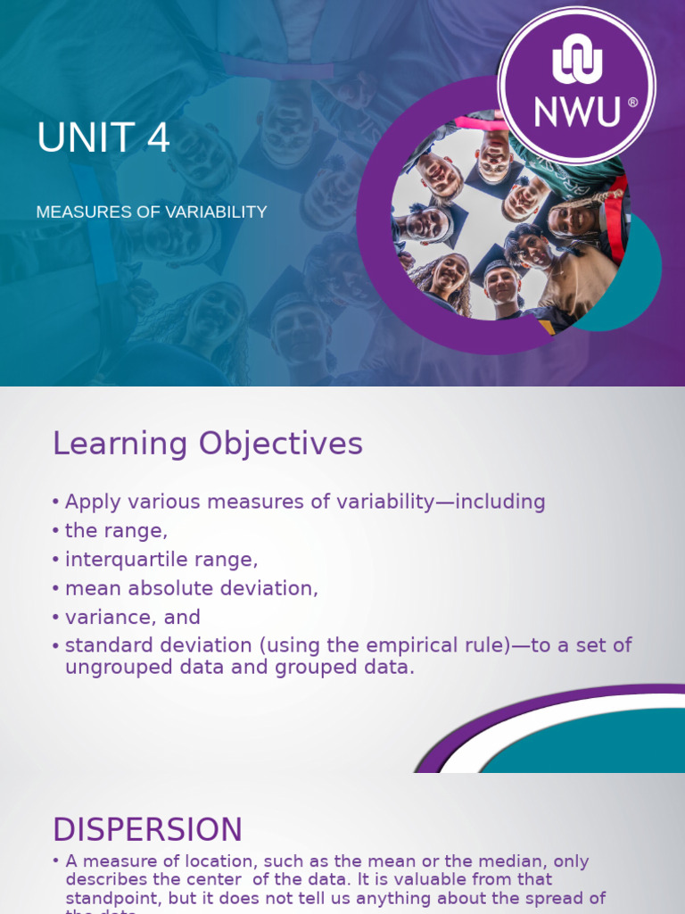 Unit 4 - Measures of Variability | PDF | Variance | Statistical Dispersion