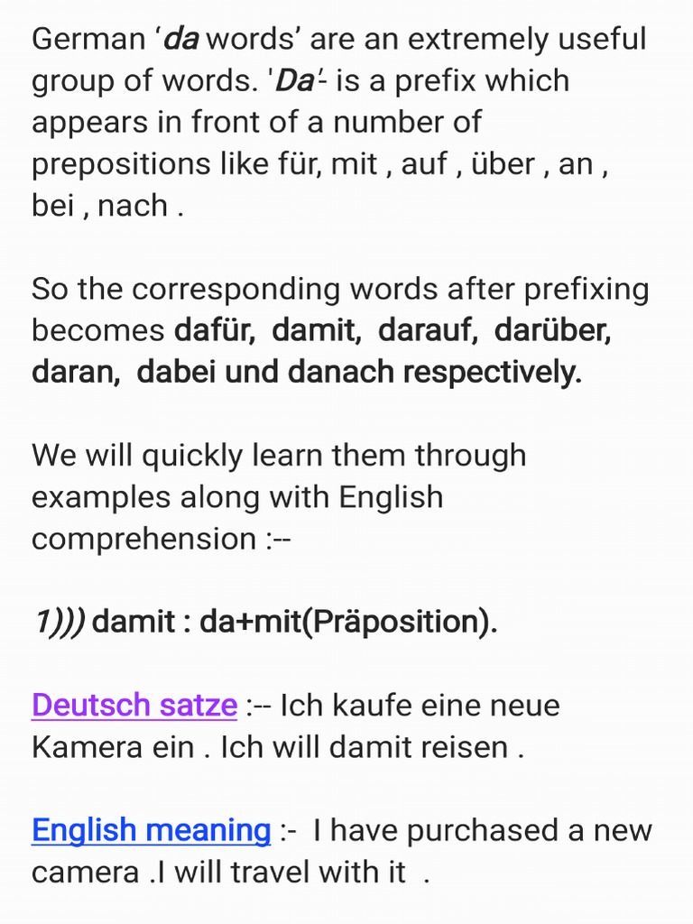 Deutsch 'Da' Wörter - 230330 - 152822 | PDF