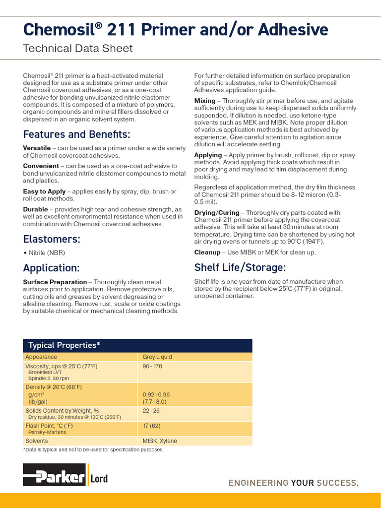 Chemosil 211 Datasheet (EnglishA4) - DS3901E | PDF | Adhesive | Materials