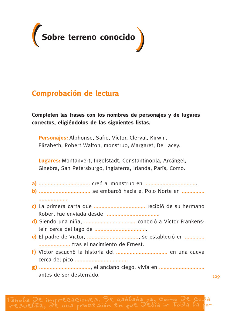 Actividades de comprensión sobre "Frankenstein" | PDF | Frankenstein