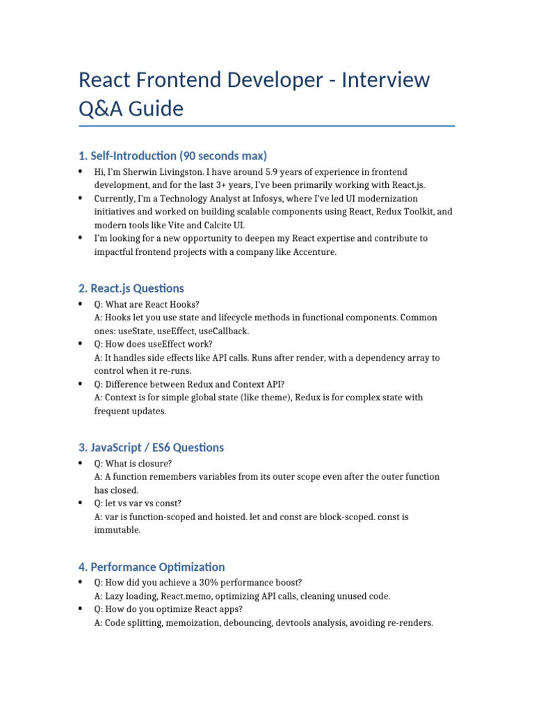 React Interview QA Sherwin | PDF