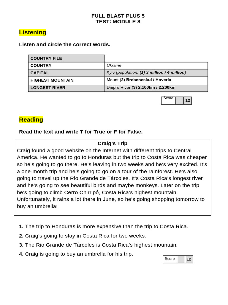 Craig's Exciting Costa Rica Adventure | PDF | Linguistics | Grammar