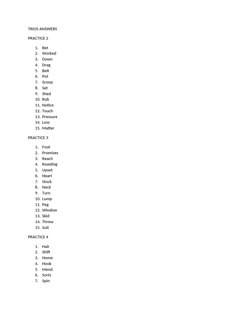 Trios Answers | PDF