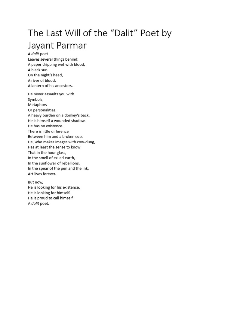 The Last Will of a Dalit Poet | PDF