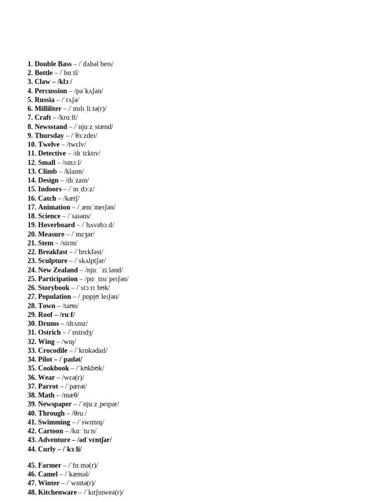 Medium Spelling Bee Word List | PDF