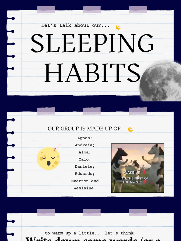 Sleeping Habits - 20250327 - 180918 - 0000 | PDF | Sleep | Verb