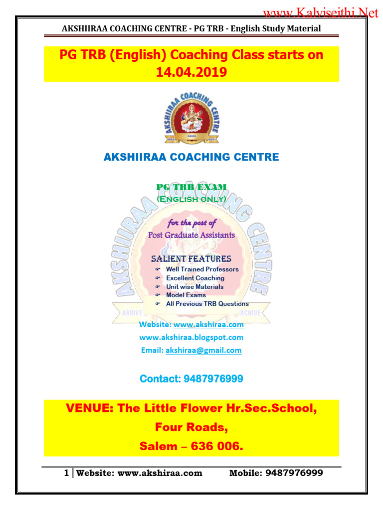 PGTRB English unit 1 study material 2025 to 2026 | PDF | Geoffrey Chaucer | The Canterbury Tales