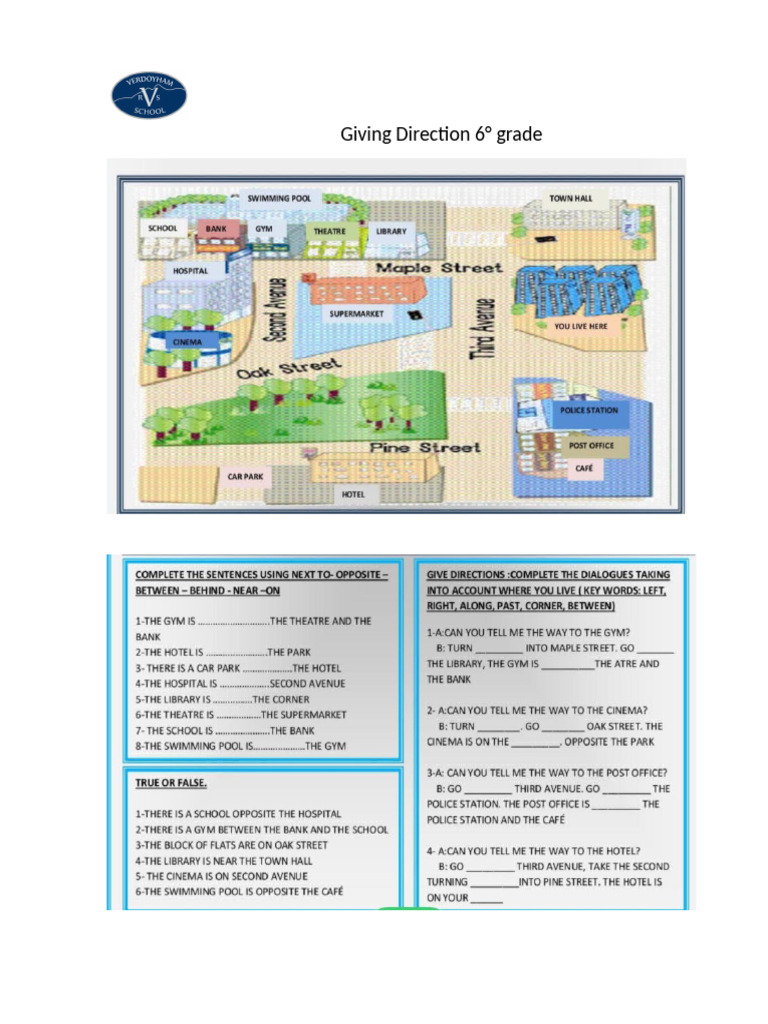 Giving Direction 6 Grade Worksheet | PDF