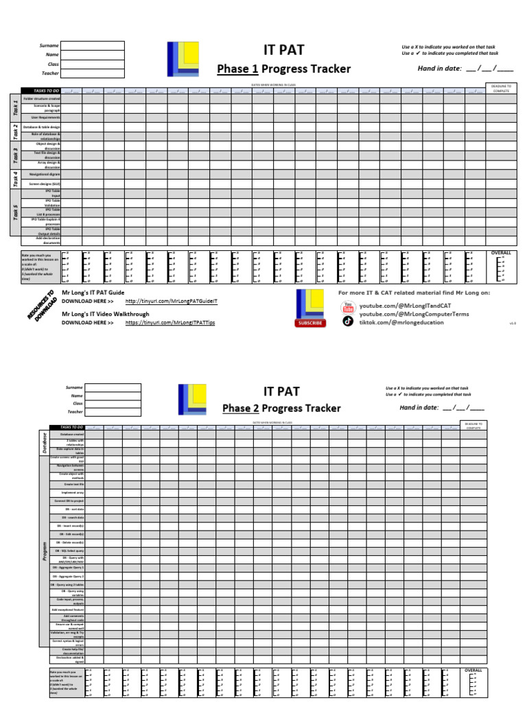 Mr Long's IT PAT Progress Tracker | PDF | Computing | Computer Programming