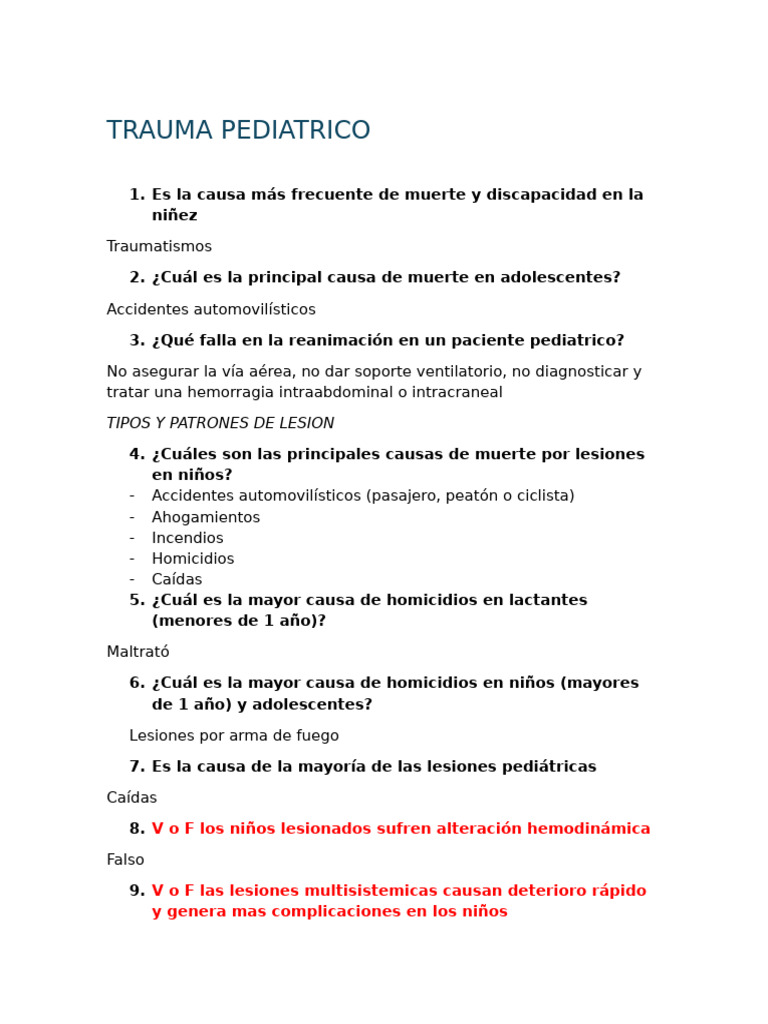 Trauma Pediátrico: Causas y Manejo | PDF | Reanimación cardiopulmonar ...