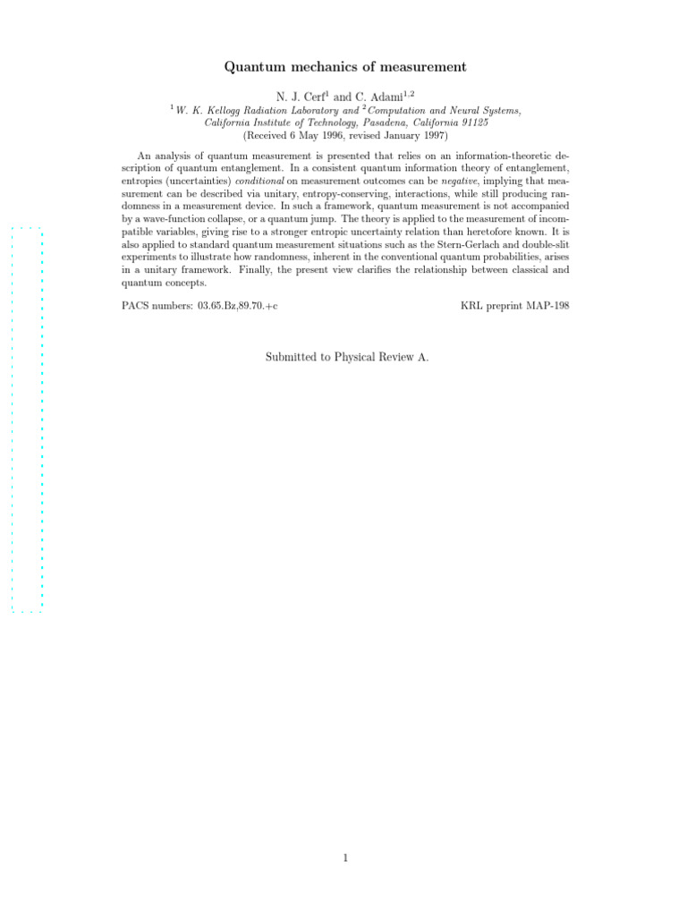 Quantum Mechanics of Measurement | PDF | Quantum Entanglement | Quantum ...