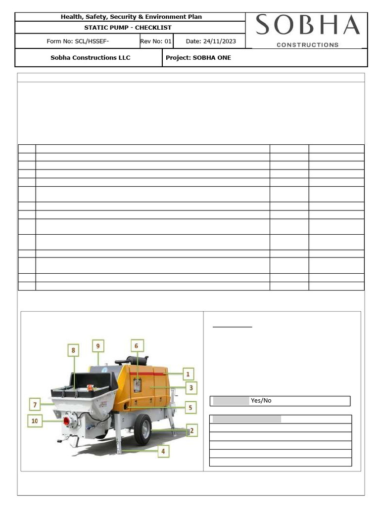 Static Pump Safety Inspection Checklist | PDF