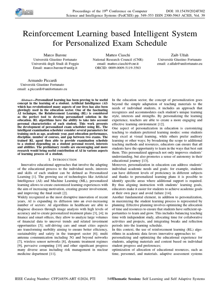 Reinforcement Learning Based Intelligent System Fo | PDF | Artificial Intelligence ...