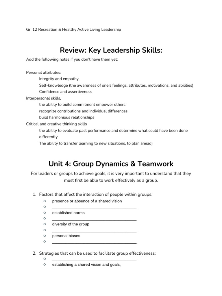 A3 - Handout - Group Dynamics & Teamwork | PDF | Leadership | Social Psychology