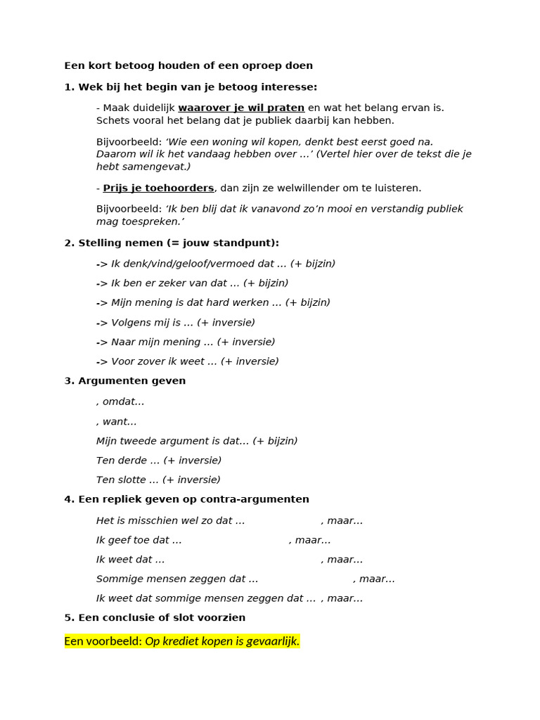 COMPENDIUM Structuren Betoog en Voorbeeld | PDF
