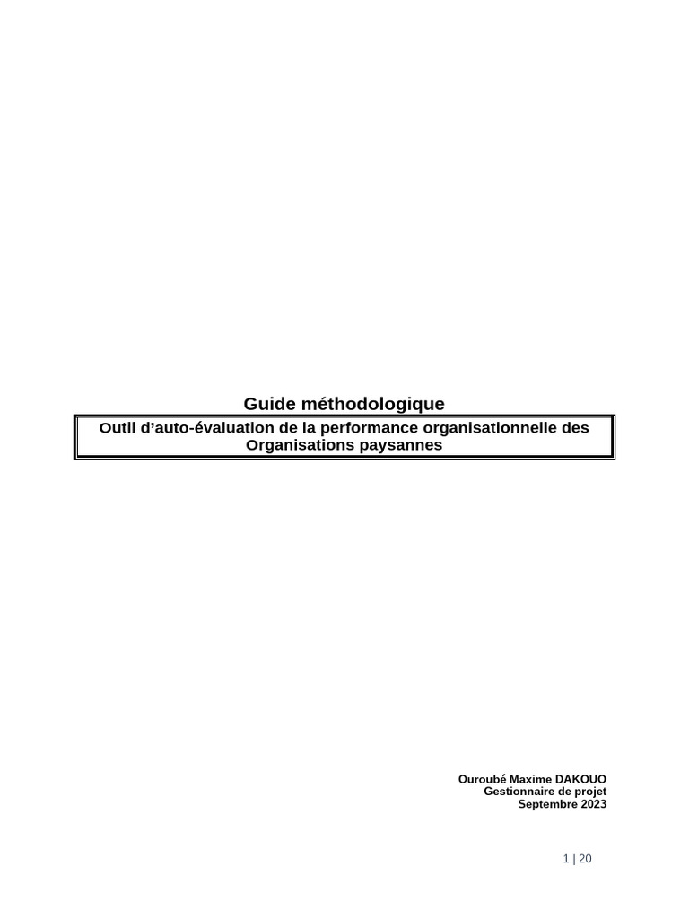 Auto-évaluation des organisations paysannes | PDF | Coopérative ...