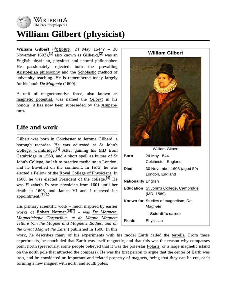 William Gilbert (Physicist) | PDF