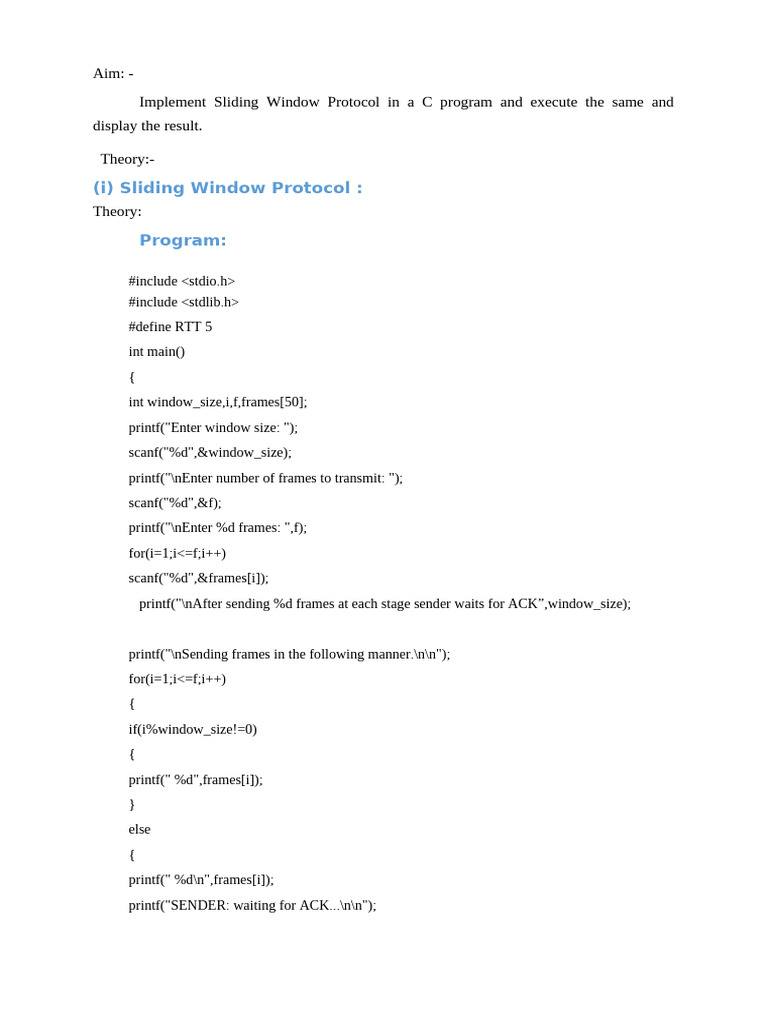 Sliding Window Protocol | PDF