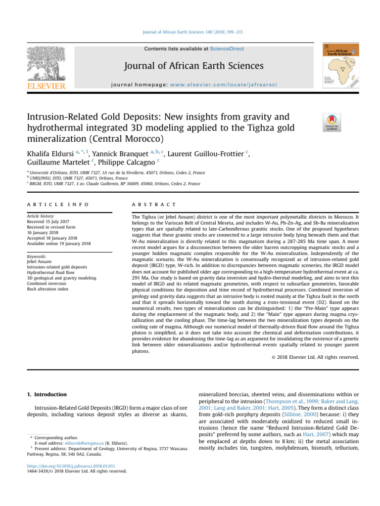 Insights on Tighza Gold Deposits Modeling | PDF | Granite | Geology