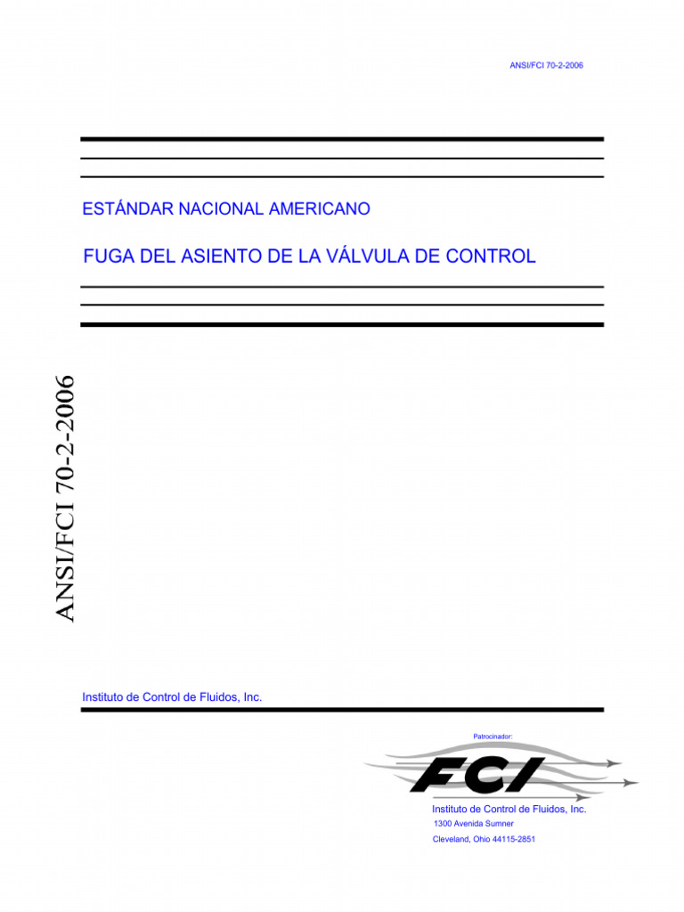 Fugas en Válvulas de Control ANSI/FCI 70-2 | PDF | Válvula | Presión
