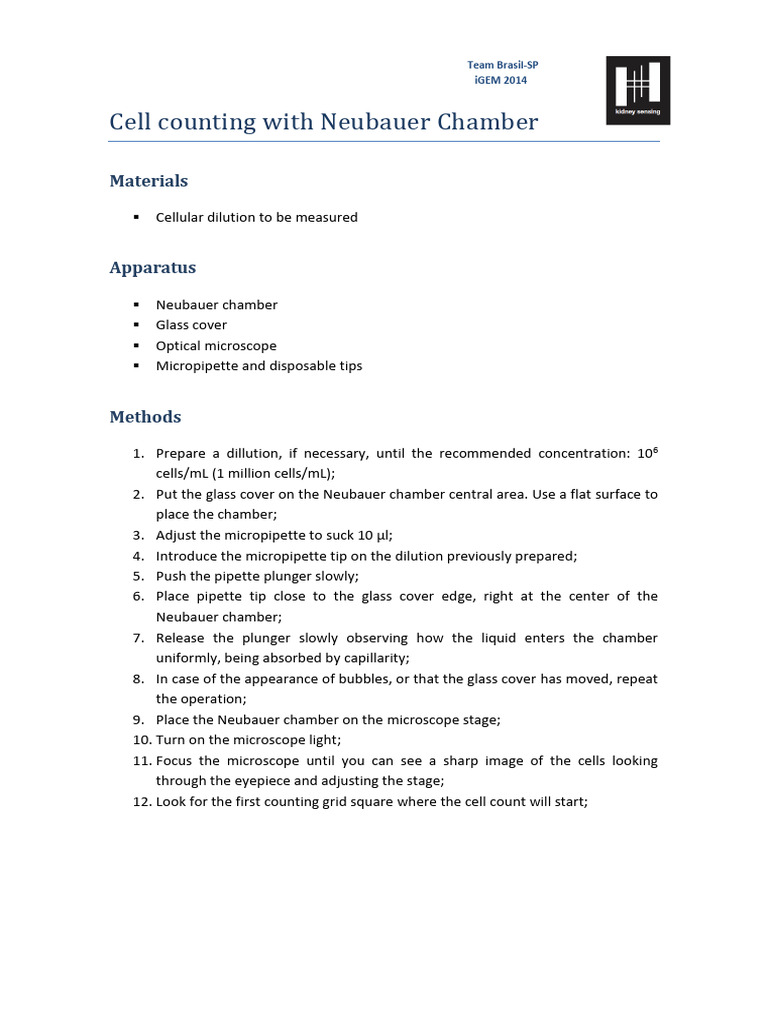 Neubauer Chamber Cell Counting Guide | PDF