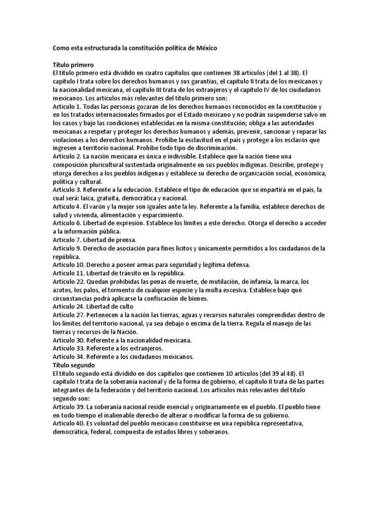 Como Esta Estructurada La Constitución Política de México | PDF ...