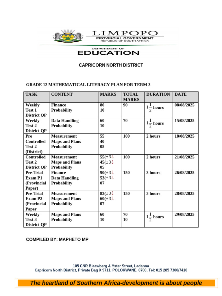 Term 3 Grade 12 Mlit Plan | PDF