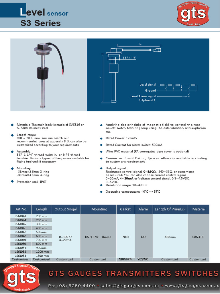 GTS S3 Data Sheet | PDF | Electrical Engineering | Electricity