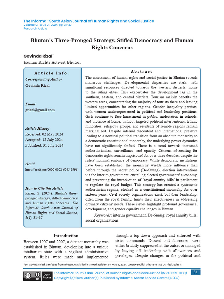 3.+Bhutan's+Three Pronged+Strategy | PDF | Bhutan | Refugee