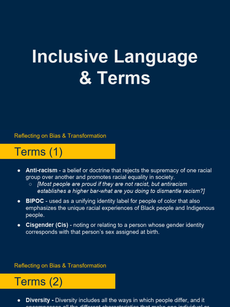 Inclusive Language and Terms | PDF | Gender | Gender Studies