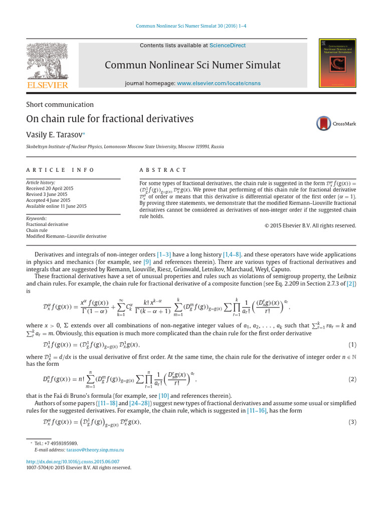 Chain Rule for Fractional Derivatives | PDF | Mathematics ...
