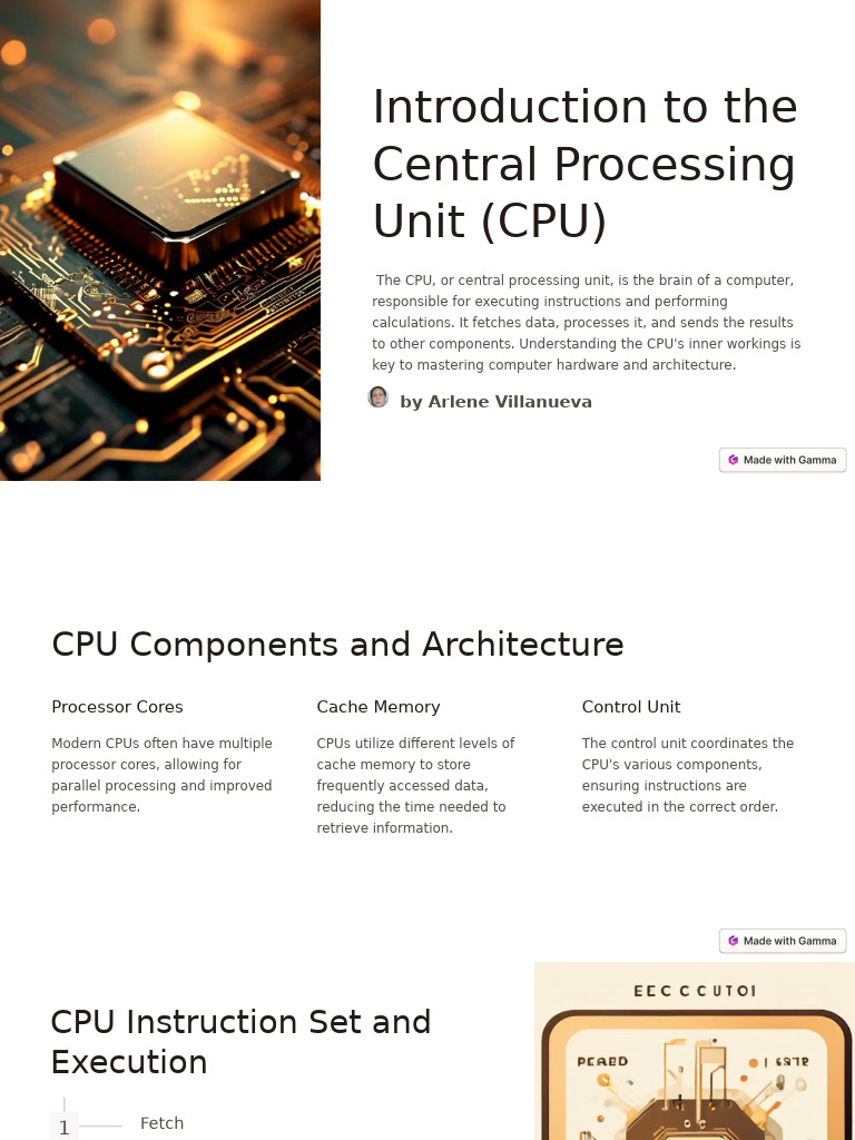 Lesson 7 Introduction To The Central Processing Unit CPU | PDF ...