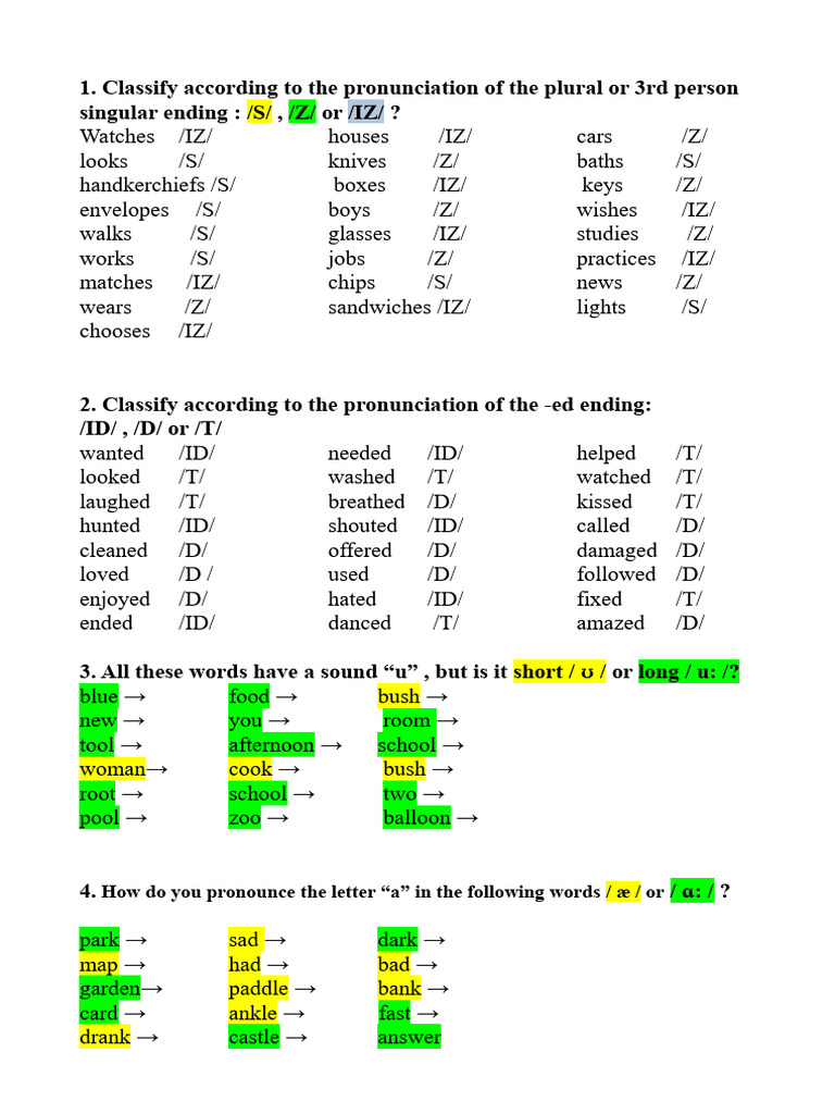 Pronunciation Classification Guide | PDF