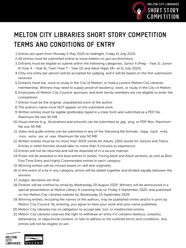 Melton Library Short Story Competition 2025 | PDF | Computer File ...