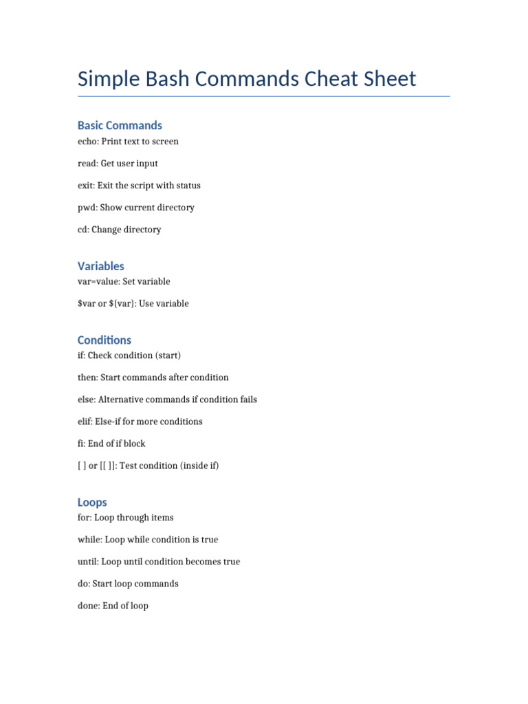 Bash Commands Cheatsheet | PDF