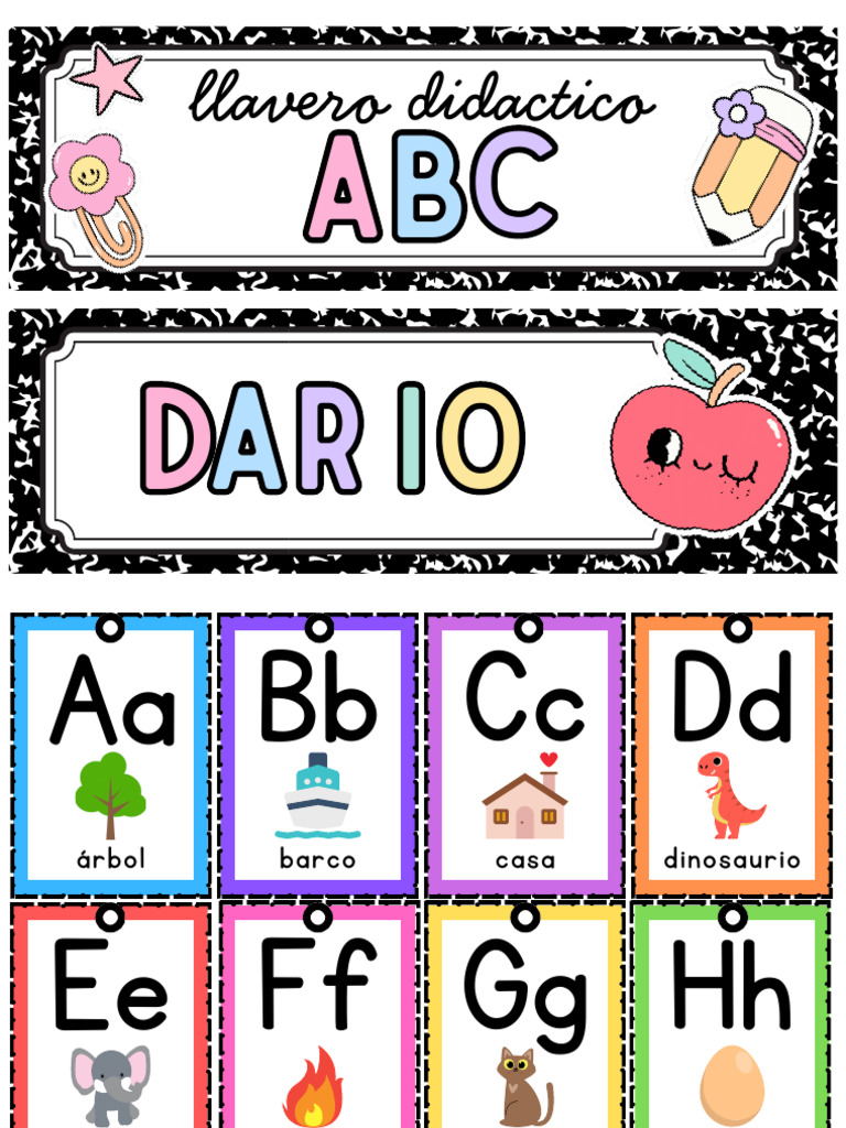 Tarjetas Educativas Vocabulario Abecedario Ilustración Colorido | PDF