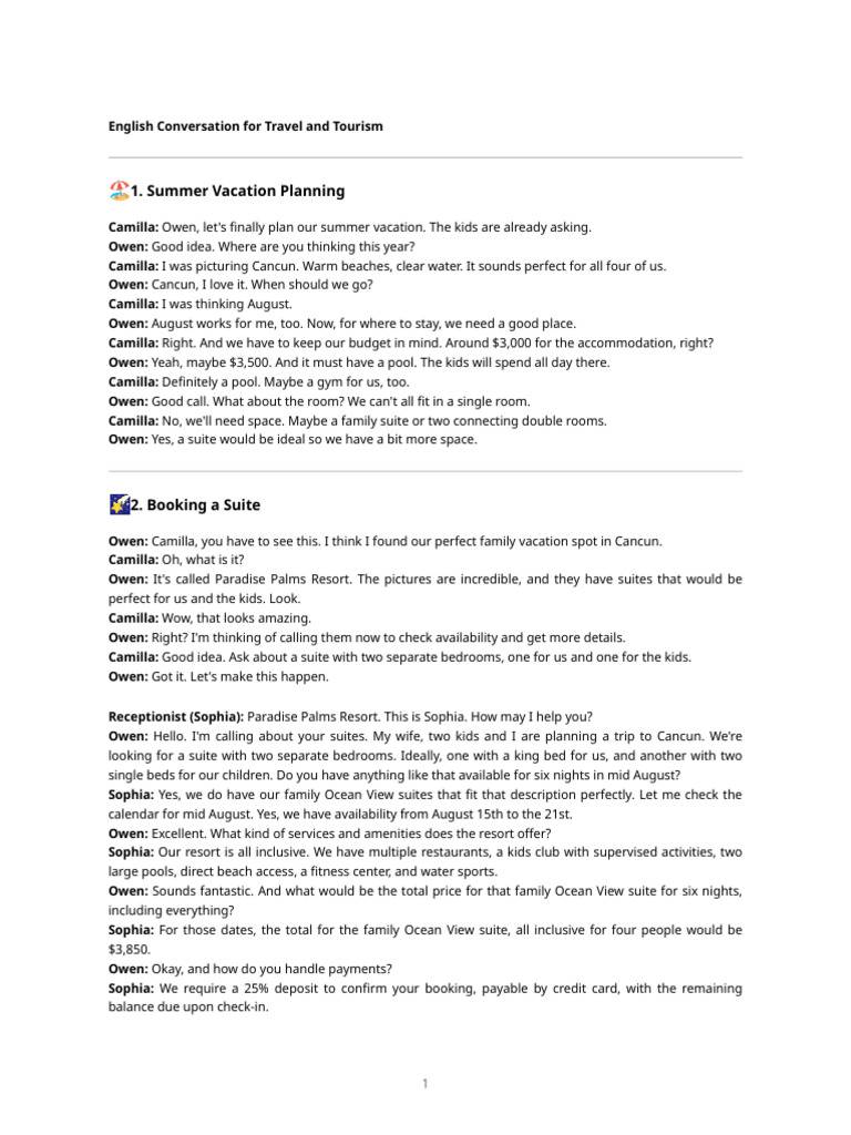Travel Conversation Script | PDF