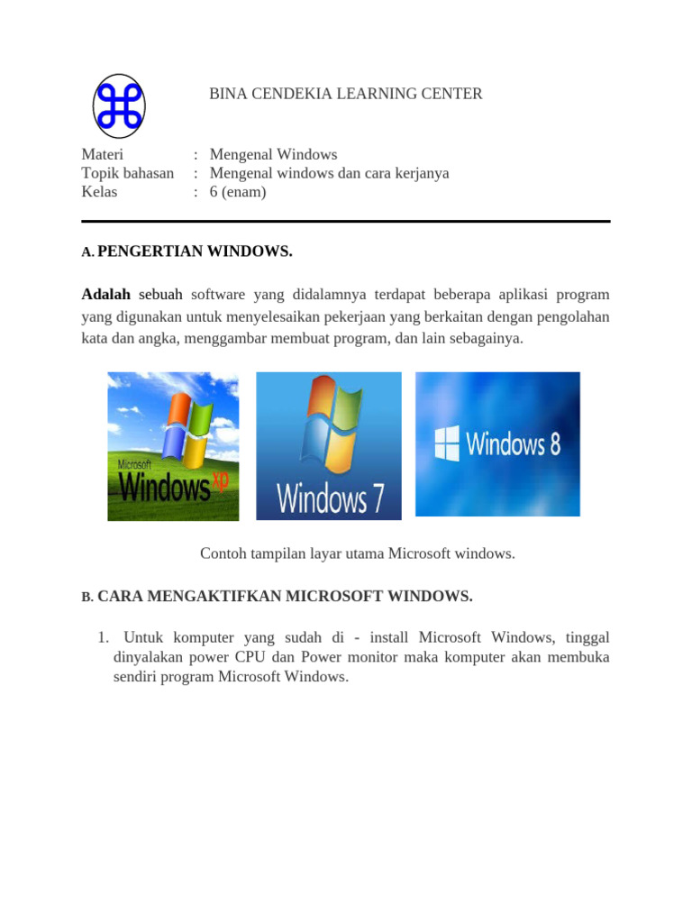 Panduan Mengenal Microsoft Windows | PDF